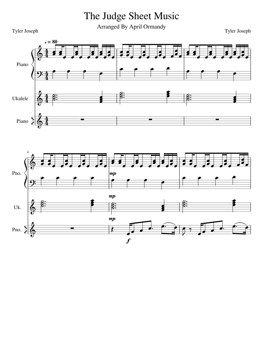 The Judge Sheet Music Sheet Music for Piano, Ukulele (Mixed Trio ...