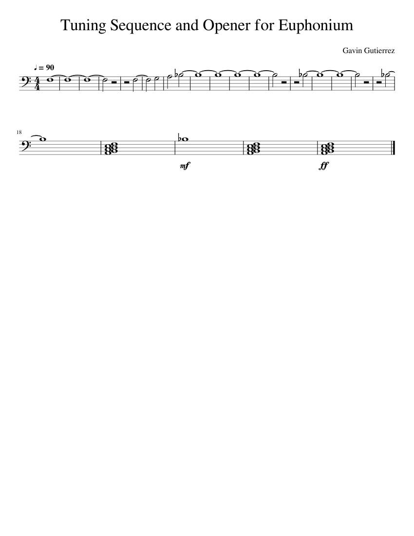 Tuning Sequence and Opener for Euphonium Sheet Music for Trombone ...
