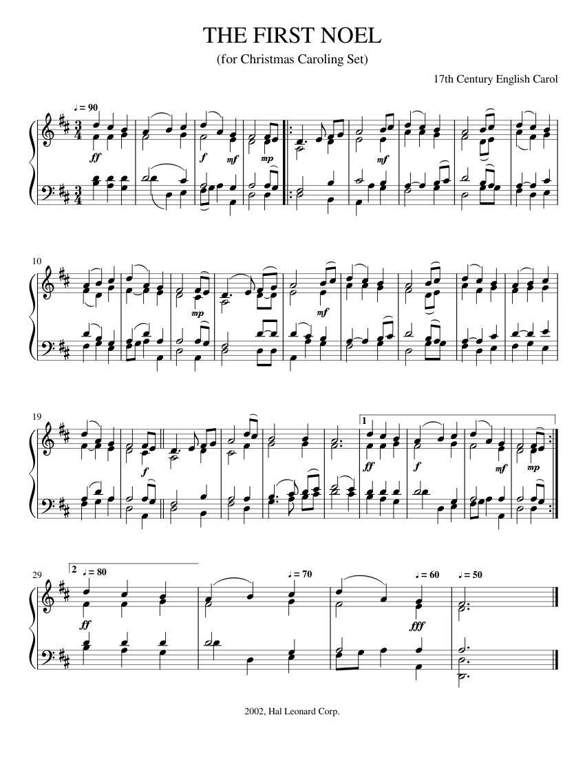 THE FIRST NOEL (Christmas Caroling Set) Sheet music for Piano (SATB ...
