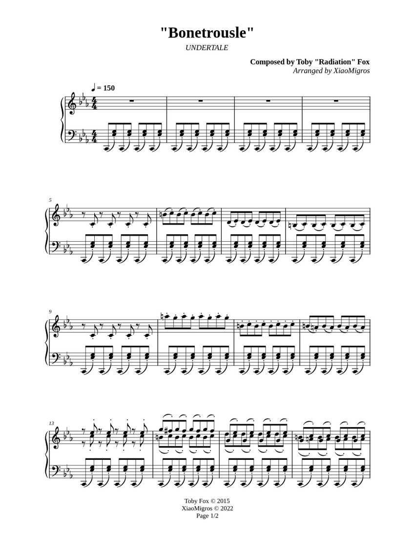 Bonetrousle - UNDERTALE Sheet music for Piano (Solo) | Musescore.com
