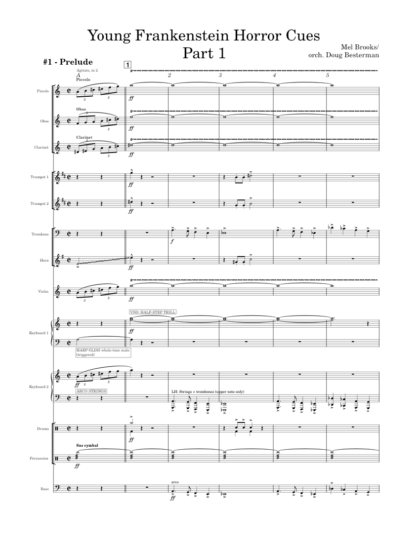 Young Frankenstein Horror Cues | Part 1 Sheet Music for Piano, Trombone ...