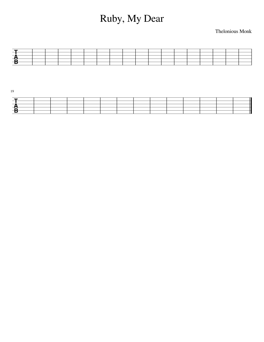 Ruby, My Dear Sheet Music and Tab for Guitar (Solo) | MuseScore.com