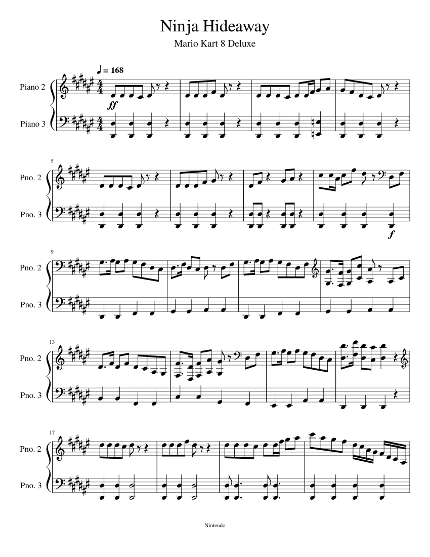 Ninja Hideaway Sheet Music for Piano (Piano Duo) | MuseScore.com
