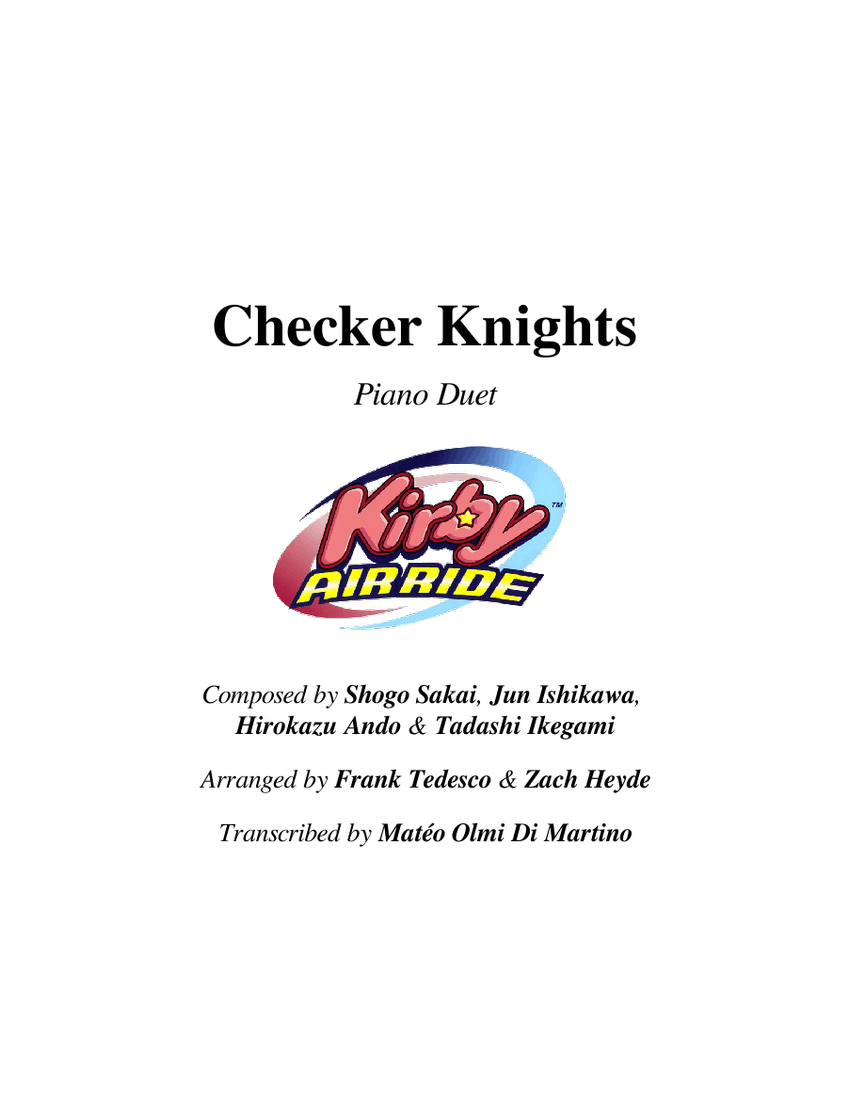 Kirby Air Ride - Checker Knights Sheet music for Piano (Alto Sax Piano ...