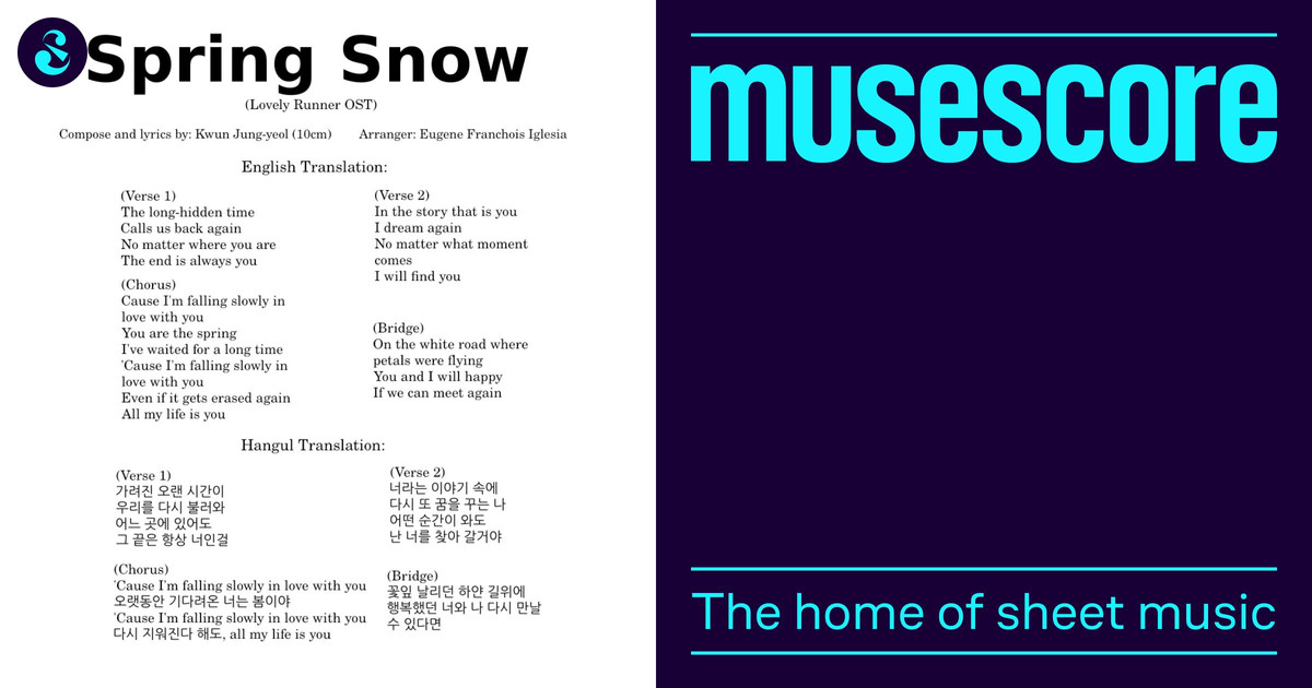 Spring Snow – 10cm Sheet Music for Piano, Bass guitar (Mixed Quartet ...