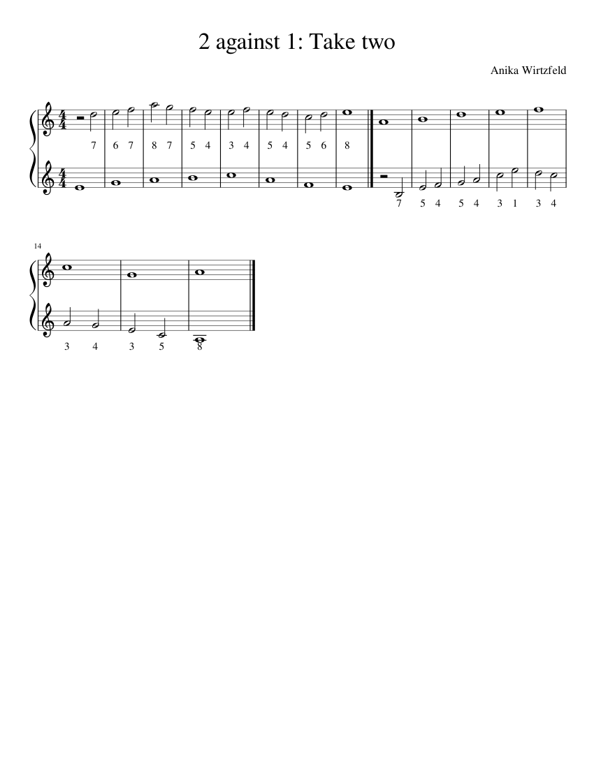 2 against 1: Take two Sheet music for Piano (Solo) Easy | Musescore.com