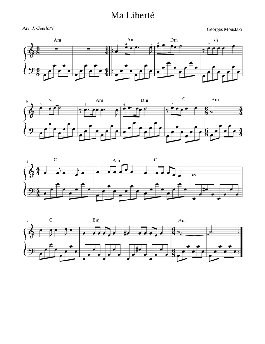 Ma_Liberté Sheet music for Piano (Solo) | Musescore.com
