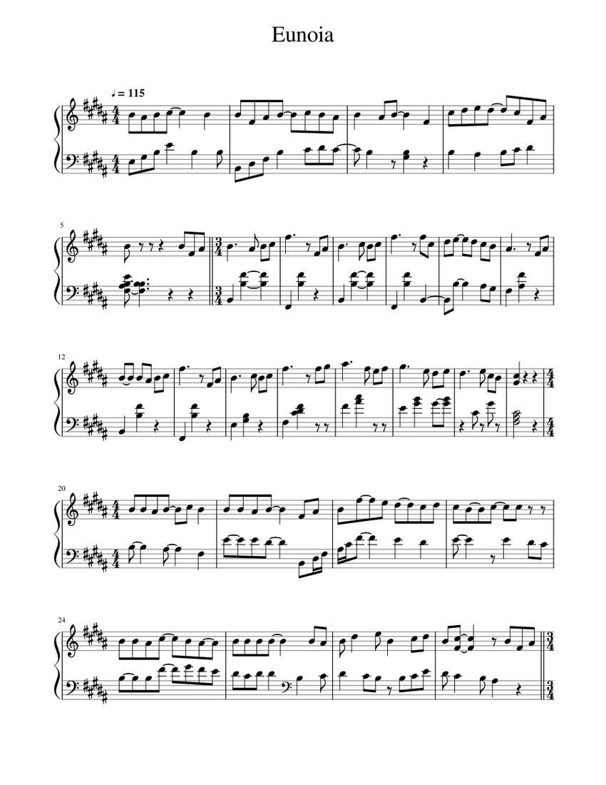 eunoia Sheet Music for Piano (Solo) | MuseScore.com