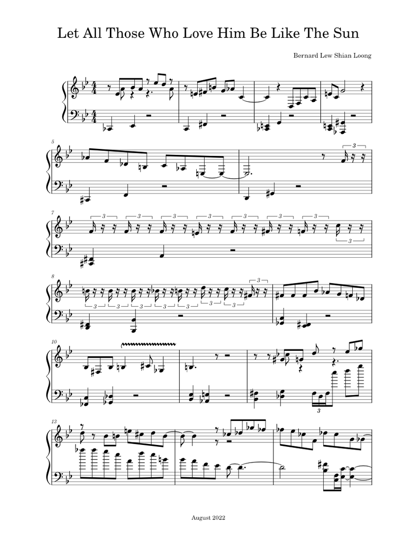 Let All Those Who Love Him Be Like The Sun Sheet music for Piano (Solo ...