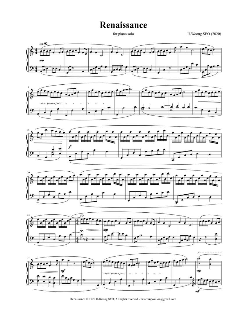 Renaissance for piano solo Sheet Music for Piano (Solo) | MuseScore.com