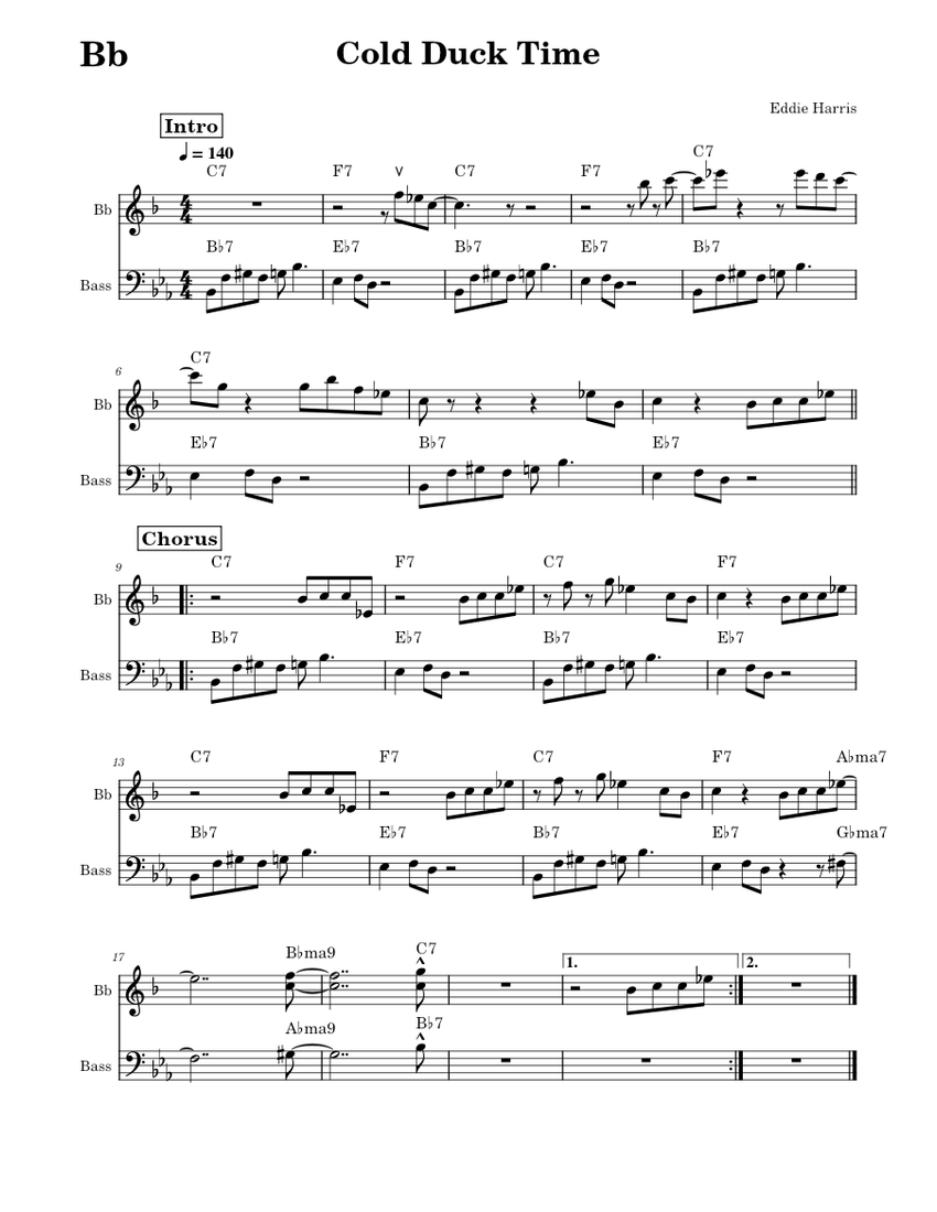 Cold duck time – Eddie Harris Sheet Music with Chords for Saxophone ...