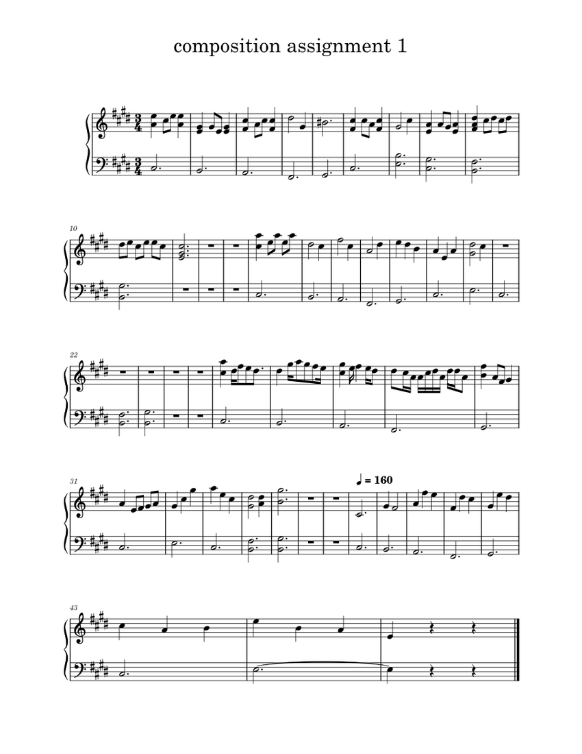 composition assignment 1 Sheet music for Piano (Solo) Easy | Musescore.com
