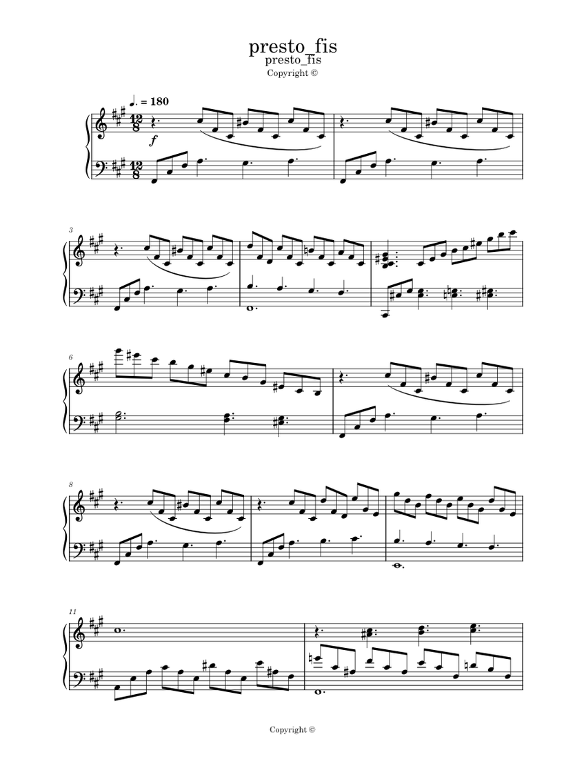 presto_fis Sheet Music for Piano (Solo) | MuseScore.com