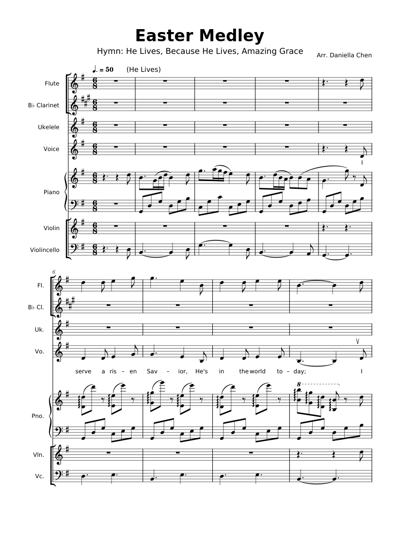 Easter medley (He lives, Because he lives, Amazing grace) -- Easter ...