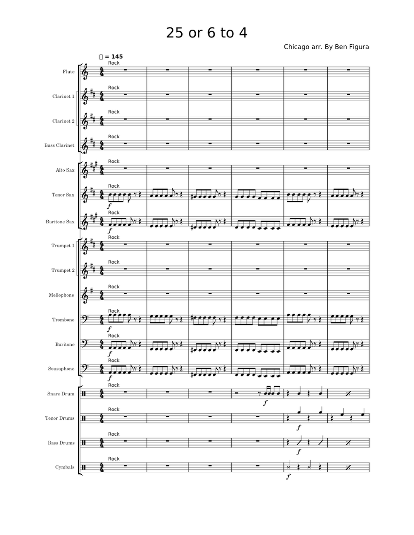 25 or 6 to 4 – Chicago Sheet music for Trombone, Flute, Clarinet in b-flat, Clarinet bass & more ...