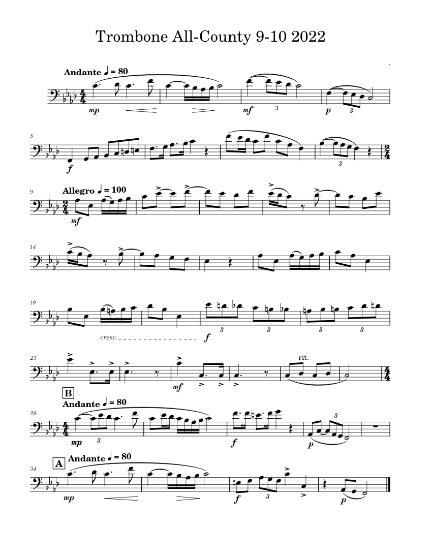 Trombone – all county Trombone All-County 2022 Sheet music for Trombone ...