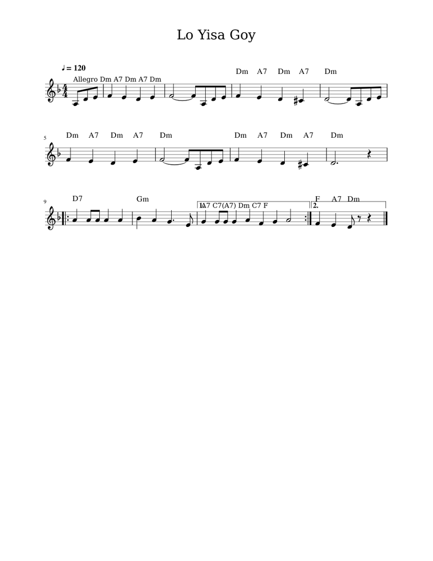 Lo Yisa Goy Sheet music for Vocals (Solo) | Musescore.com