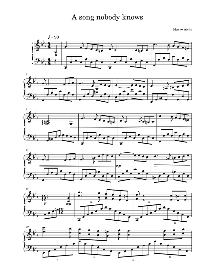 A song nobody knows Sheet music for Piano (Solo) | Musescore.com