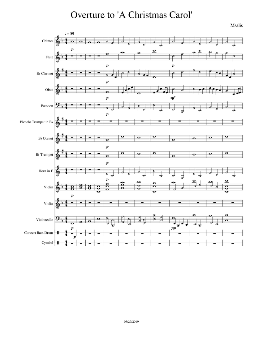 Overture to 'A Christmas Carol' Sheet music for Cornet, Trumpet piccolo ...