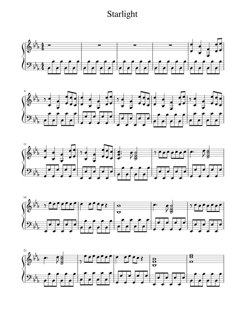 Starlight Muse Sheet Music for Piano (Solo) Easy | MuseScore.com