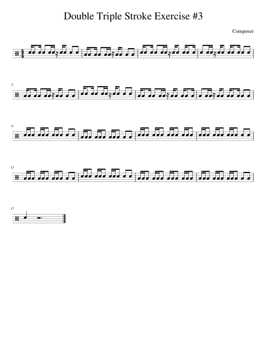 Double Triple Stroke Exercise #3 – Unknown Double Triple Stroke ...