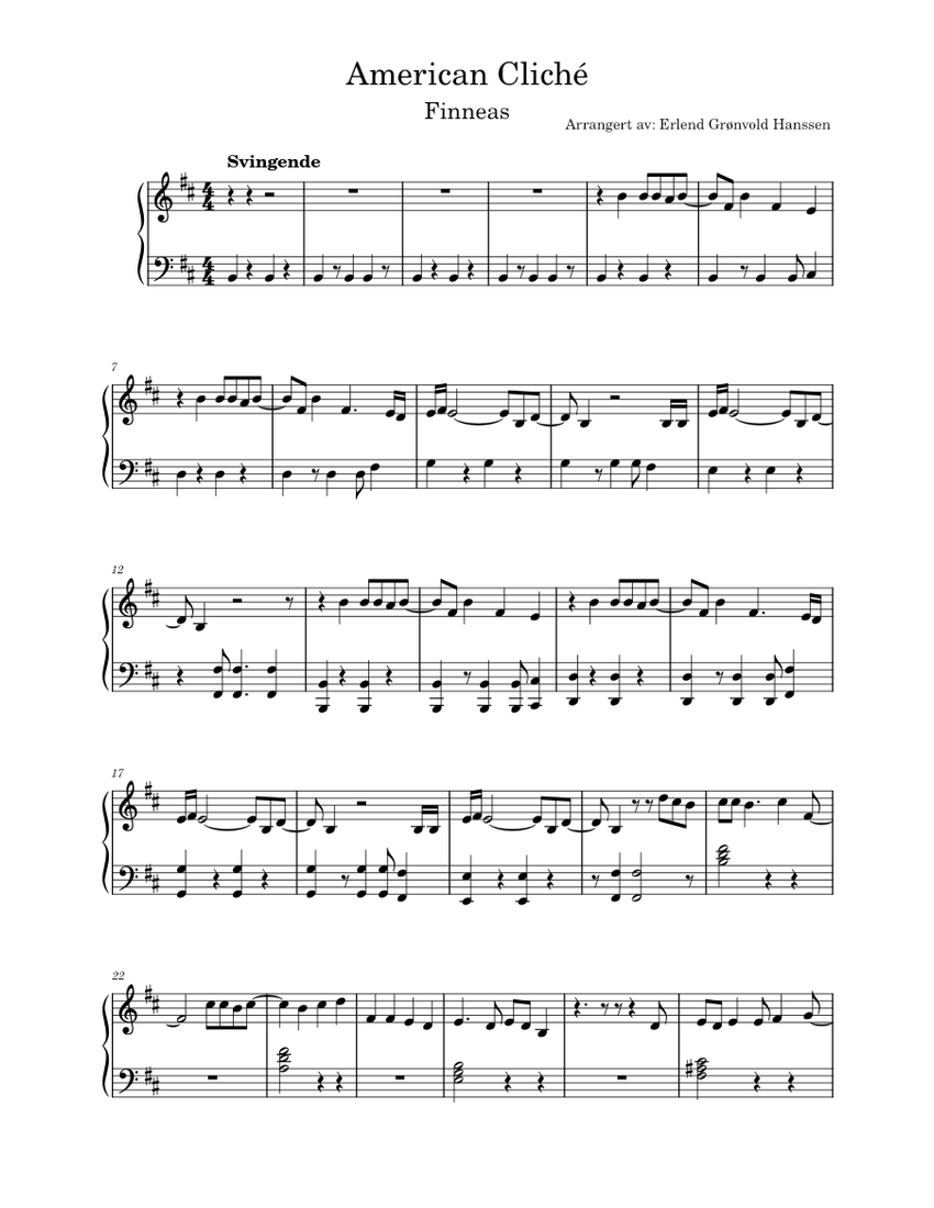 American Cliché – FINNEAS Sheet Music for Piano (Solo) | MuseScore.com