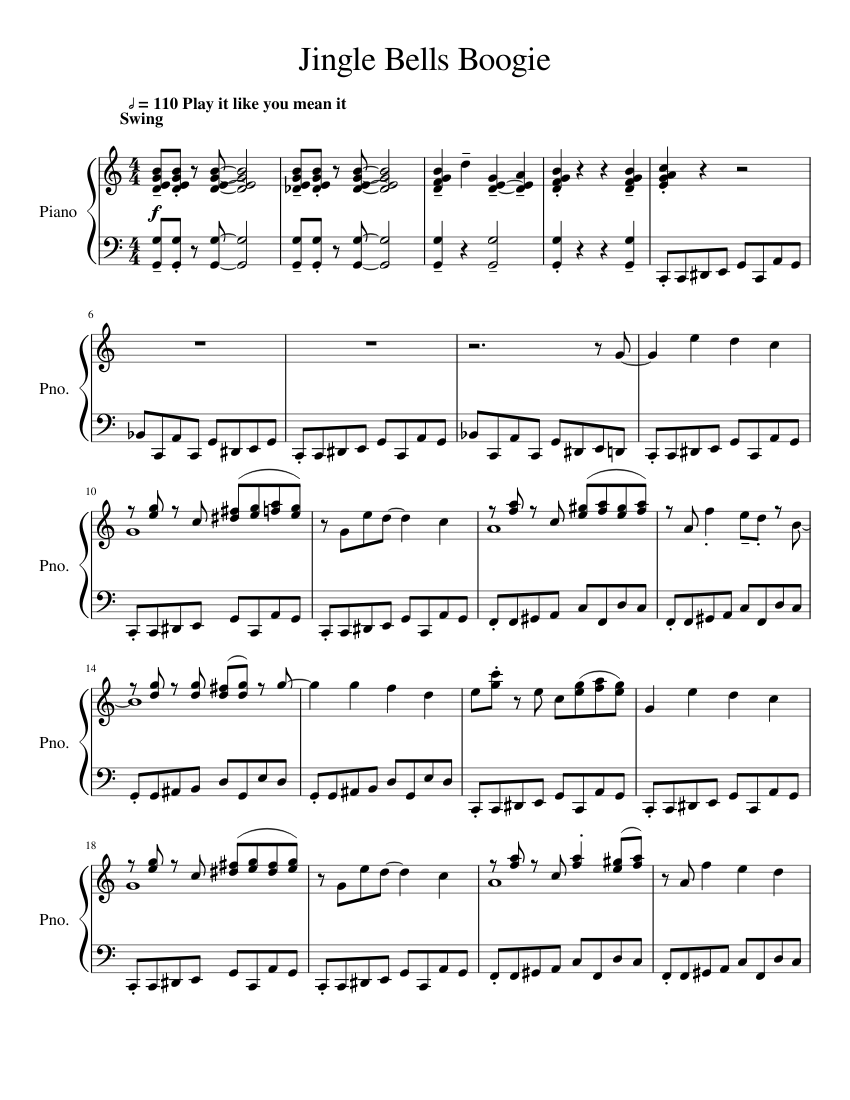 Jingle Bells Boogie Sheet Music for Piano, Trombone, Saxophone alto ...