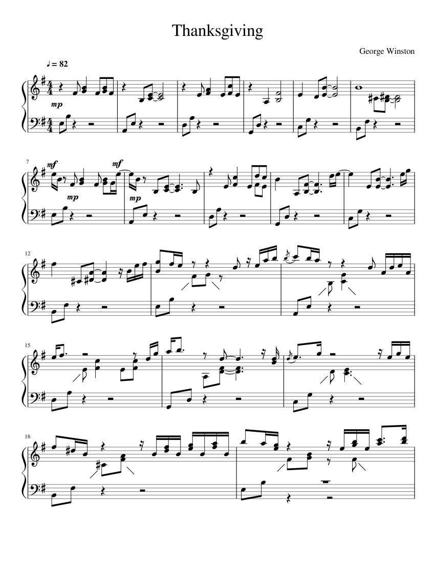 Thanksgiving Sheet music for Piano (Solo) | Musescore.com