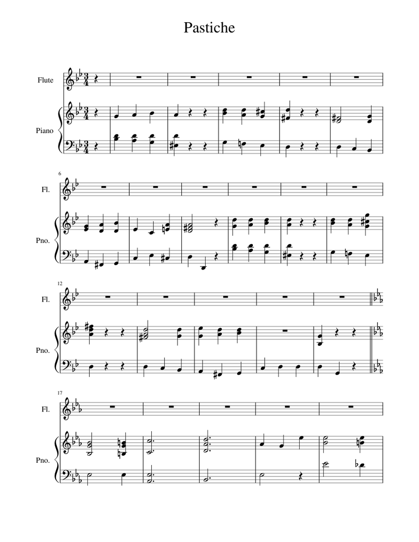 Pastiche Sheet music for Piano, Flute (Solo) | Musescore.com