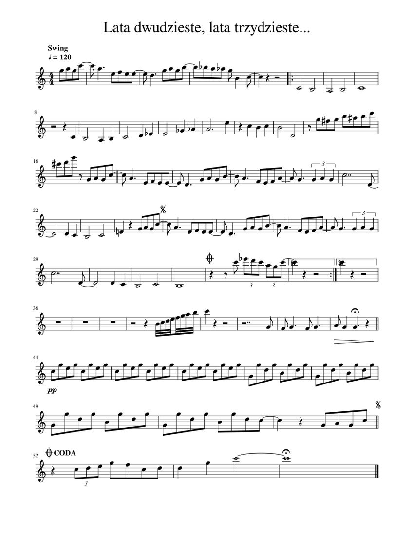 lata 20 lata 30 v1 Sheet music for Clarinet in b-flat (Solo ...