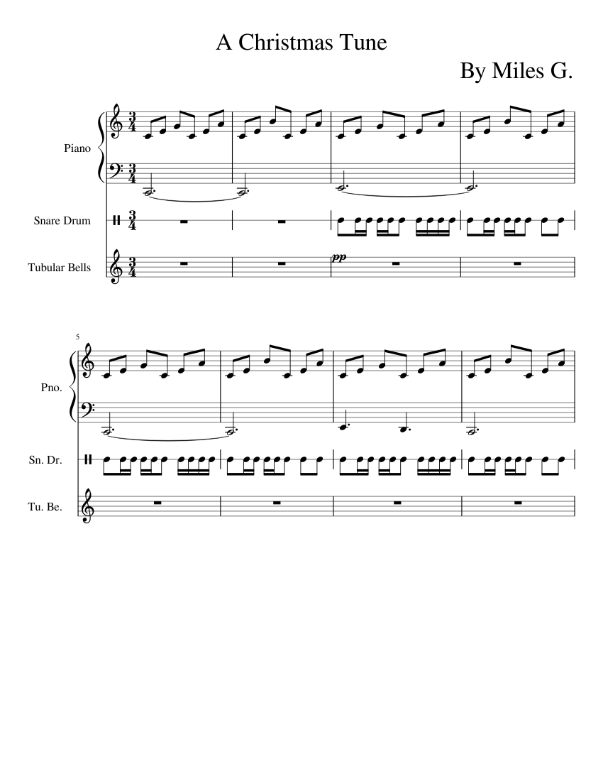 A christmas tune Sheet music for Piano, Snare drum, Tubular bells ...