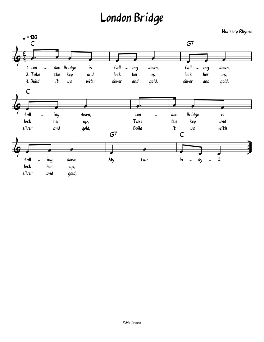 London Bridge (Lead sheet with lyrics ) Sheet Music with Chords for ...