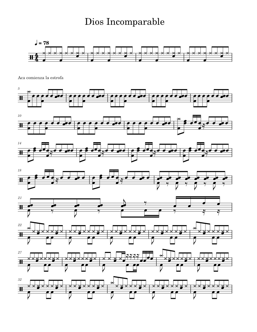 Dios Incomparable – Generación 12 Dios Incomparable Sheet music for ...