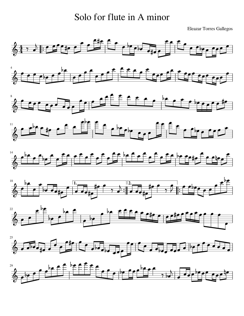 Solo for flute in A minor Sheet Music for Flute (Solo) | MuseScore.com