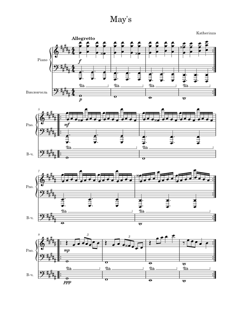 May's Sheet music for Piano, Cello (Solo) | Musescore.com