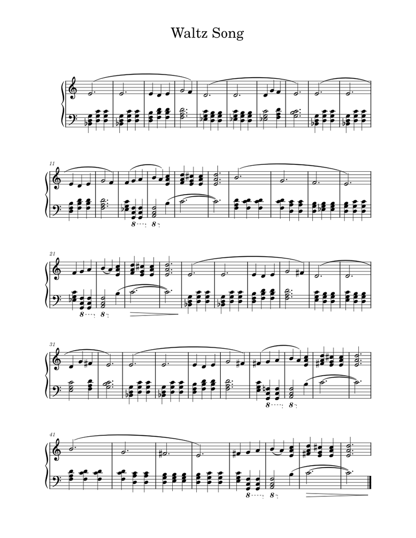 Waltz Song Sheet music for Piano (Solo) Easy | Musescore.com