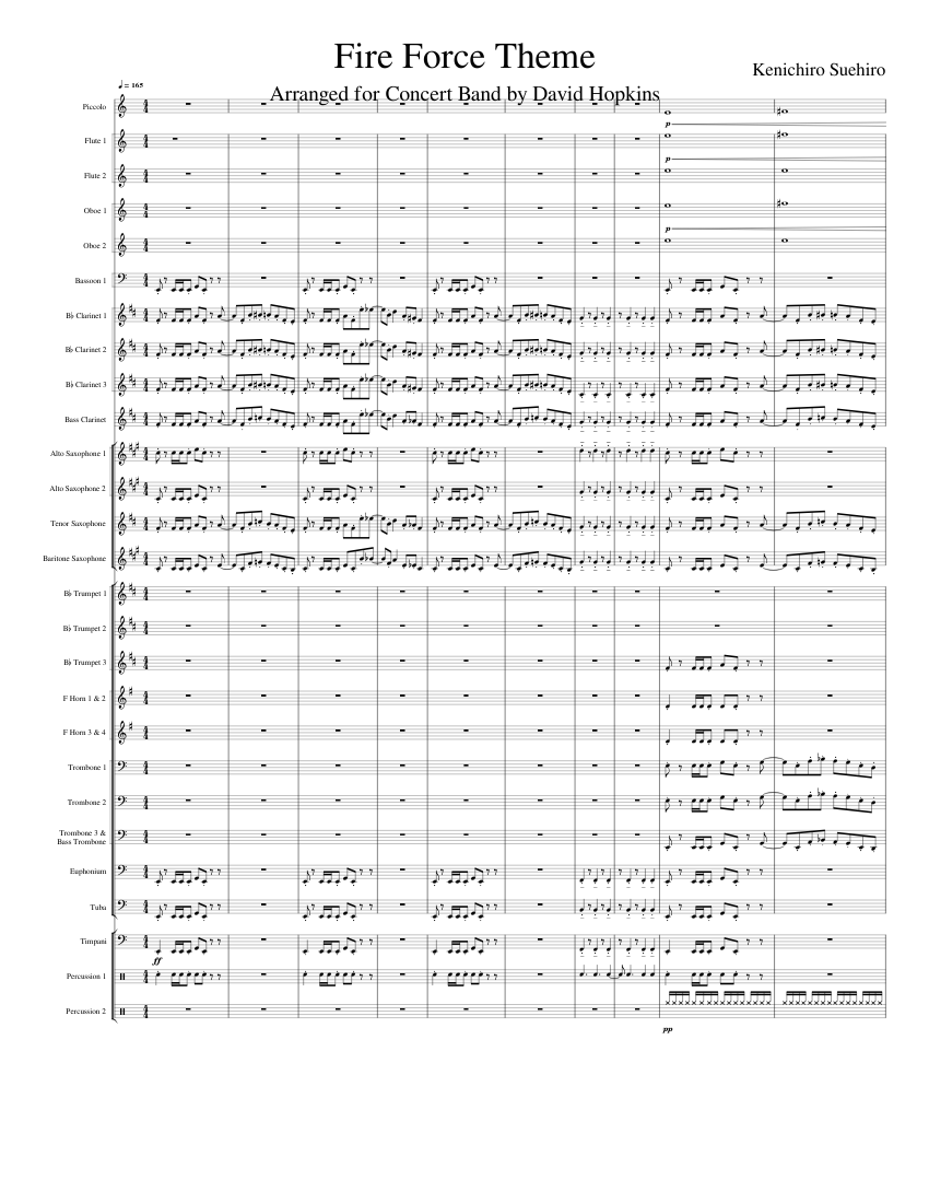 Fire Force Theme Sheet Music for Trombone, Euphonium, Tuba, Flute ...