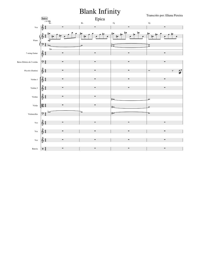 Blank Infinity Sheet music for Piano, Vocals, Flute piccolo, Violin ...