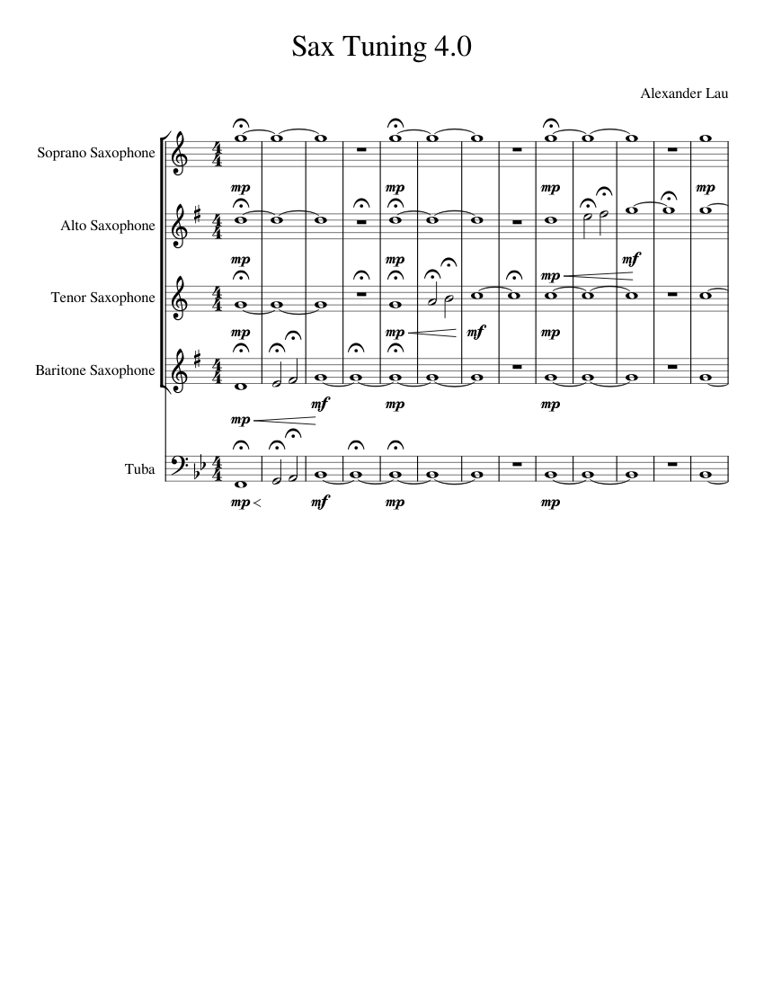 Sax Tuning 5.0 1 1 Sheet music for Tuba, Saxophone alto, Saxophone ...