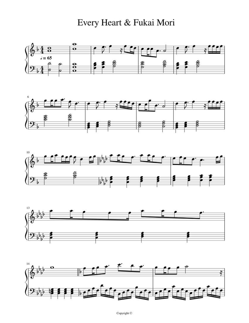 Every Heart & Fukai Mori Sheet Music for Piano (Solo) | MuseScore.com