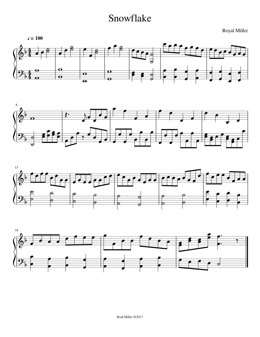 Snowflake Sheet music for Piano (Solo) | Musescore.com