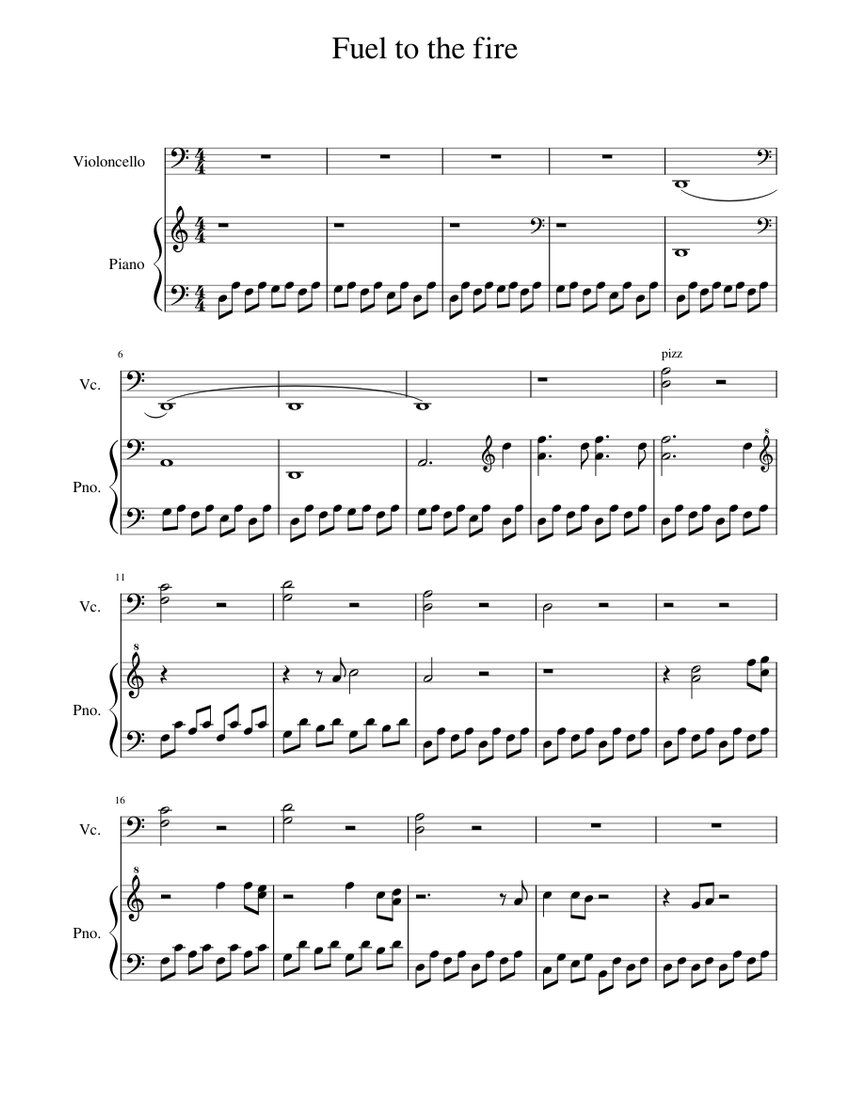 Fuel To Fire - Agnes Obel (piano+cello) Sheet music for Piano, Cello ...