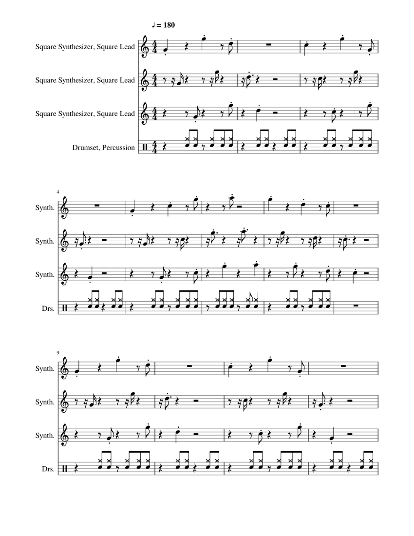 Start Menu Sheet Music for Drum group, Synthesizer (Mixed Quartet ...