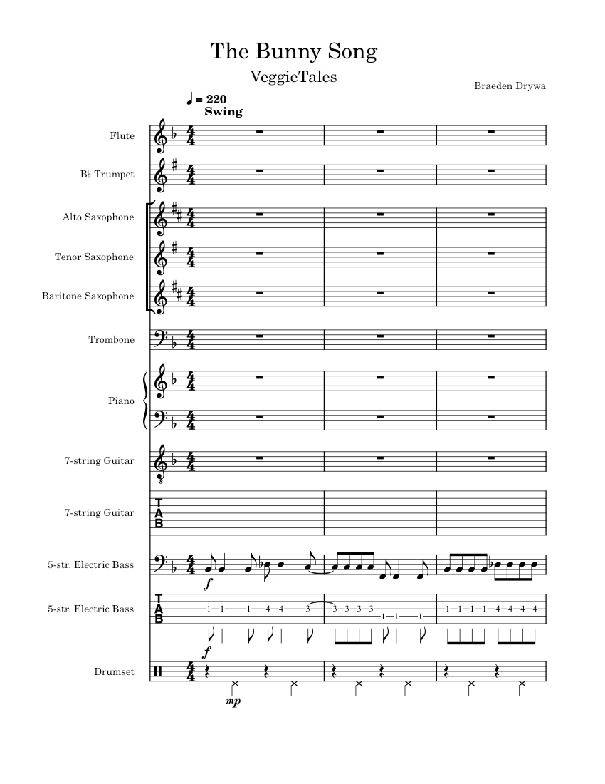 Veggietales - the bunny song – Misc Cartoons The Bunny Song Sheet Music ...