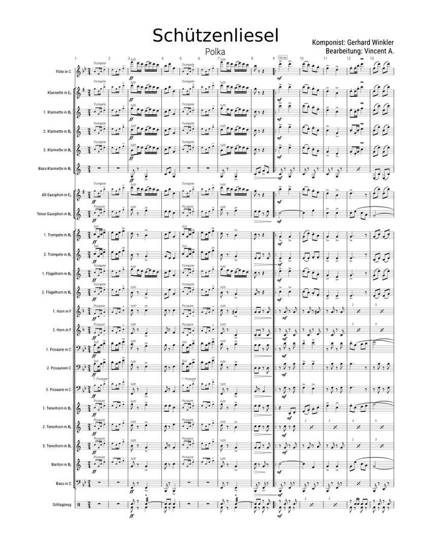 Schützenliesel (Polka von Gerhard Winkler) Sheet Music for Trombone ...