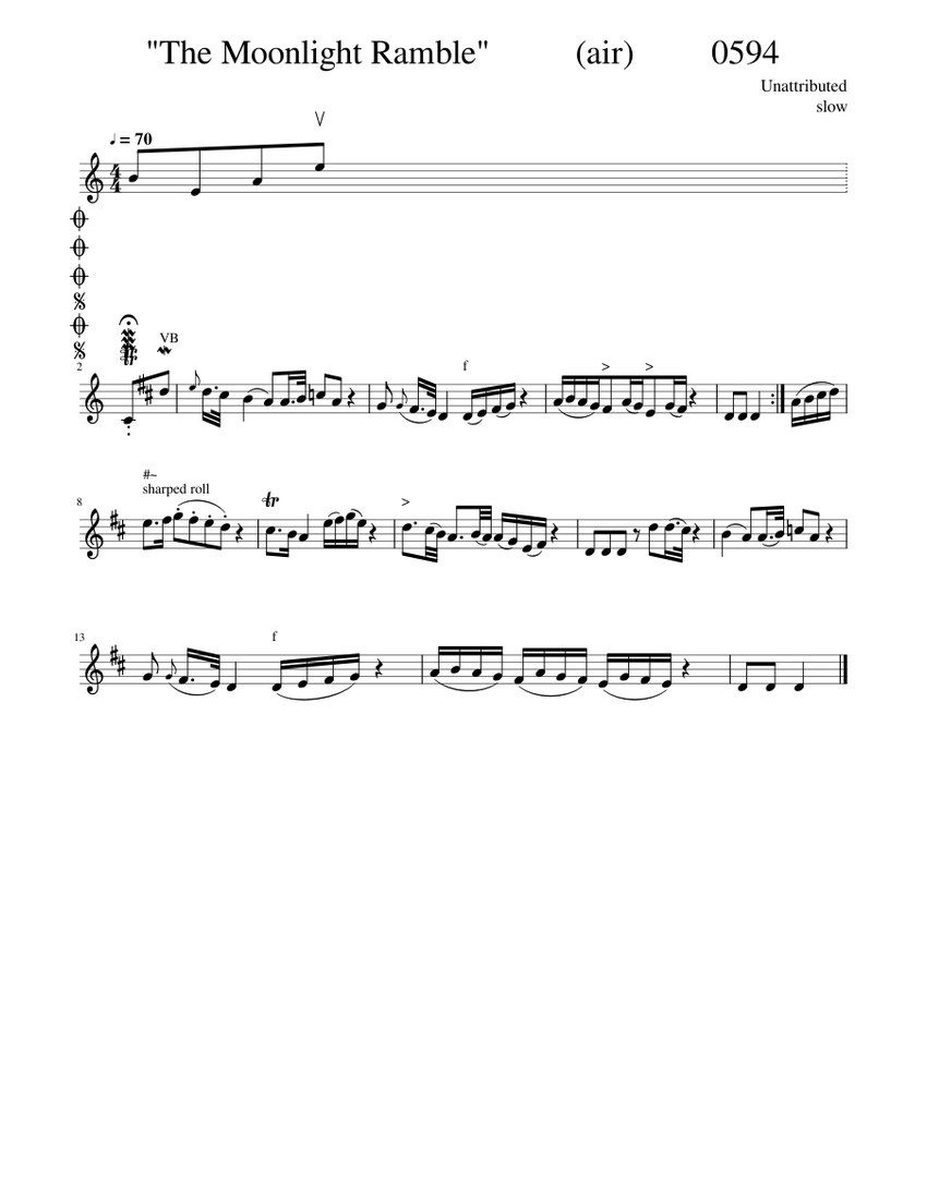 "The Moonlight Ramble" (air) 0594 Sheet music for Piano (Solo) Easy ...