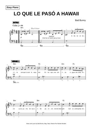 Play Official version of LO QUE LE PASÓ A HAWAii Sheet Music by Bad ...