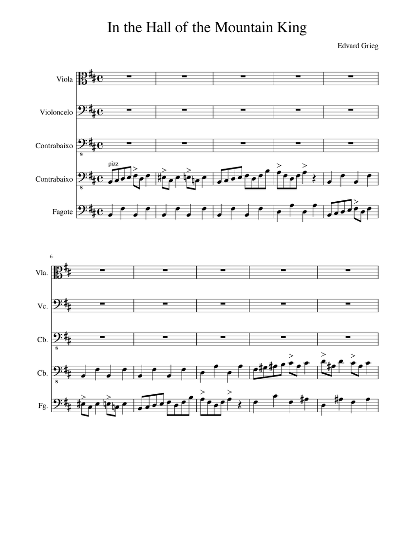 In the hall of the mountain king Sheet music for Bassoon, Contrabass ...