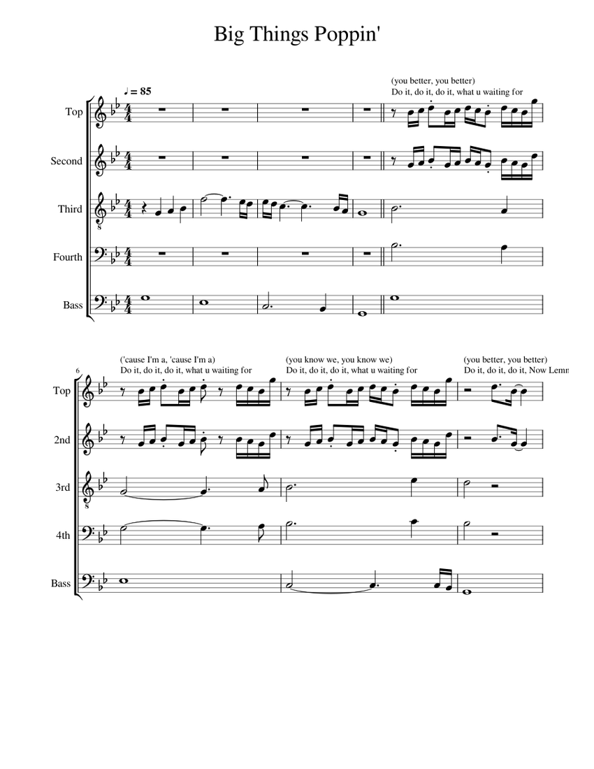 Big Things Poppin' Sheet Music for Trombone, Flute, Oboe, French horn ...