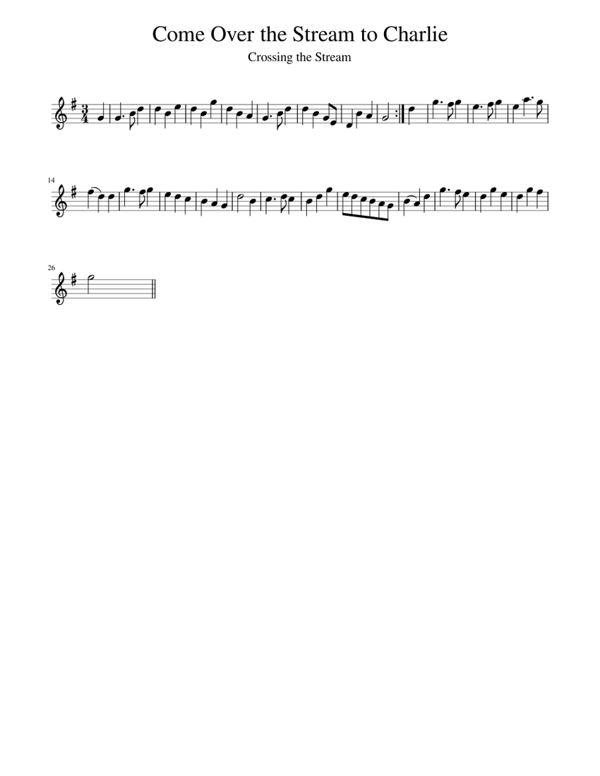Come Over the Stream to Charlie Sheet music for Piano (Solo ...